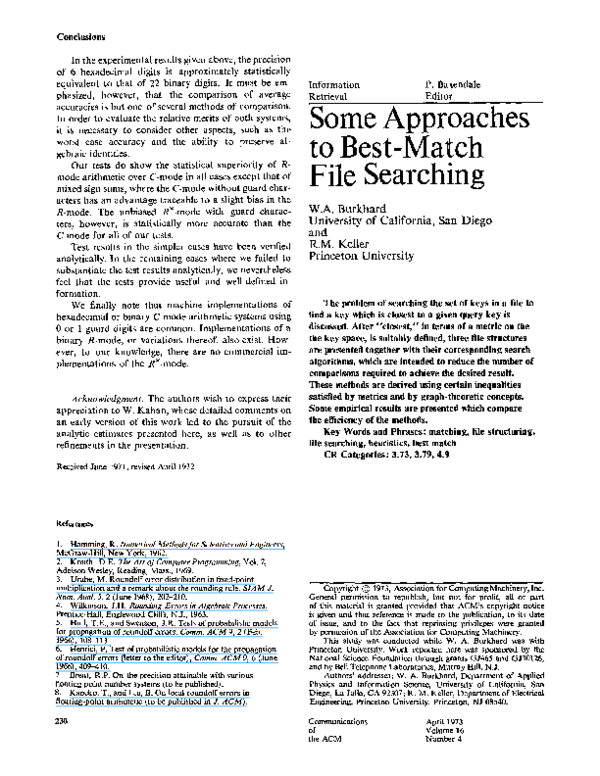 (PDF) Some approaches to best-match file searching