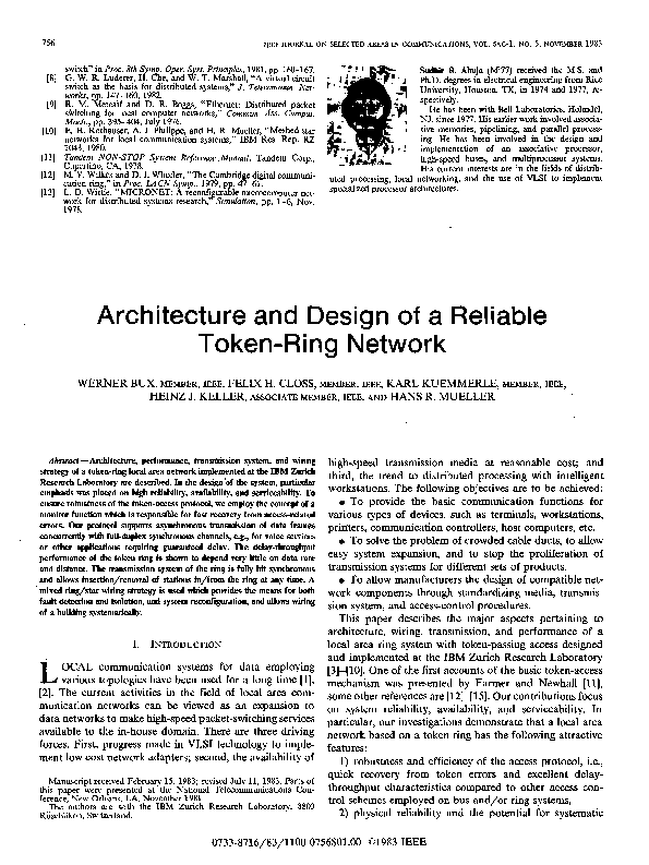 (PDF) Architecture and Design of a Reliable Token-Ring Network