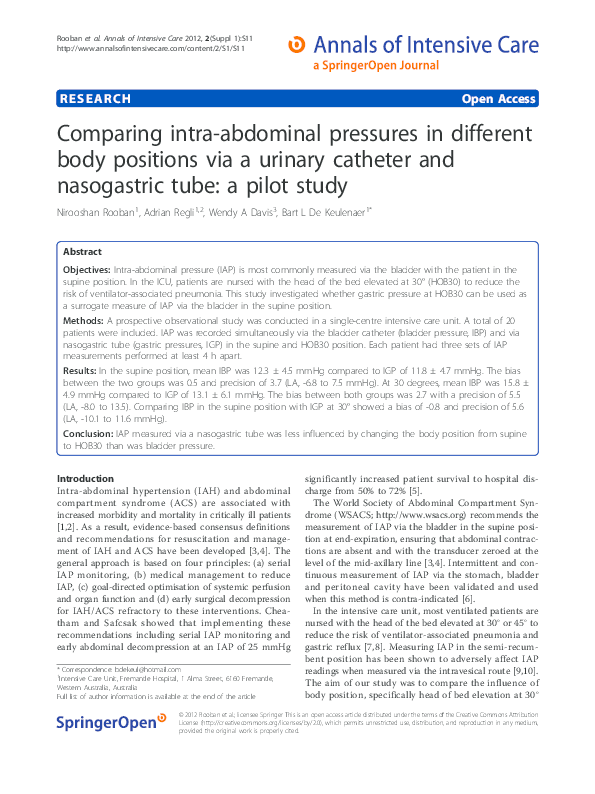 (PDF) Comparing intra-abdominal pressures in different body positions ...