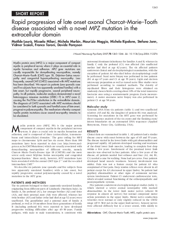 (PDF) Rapid progression of late onset axonal Charcot Marie Tooth ...