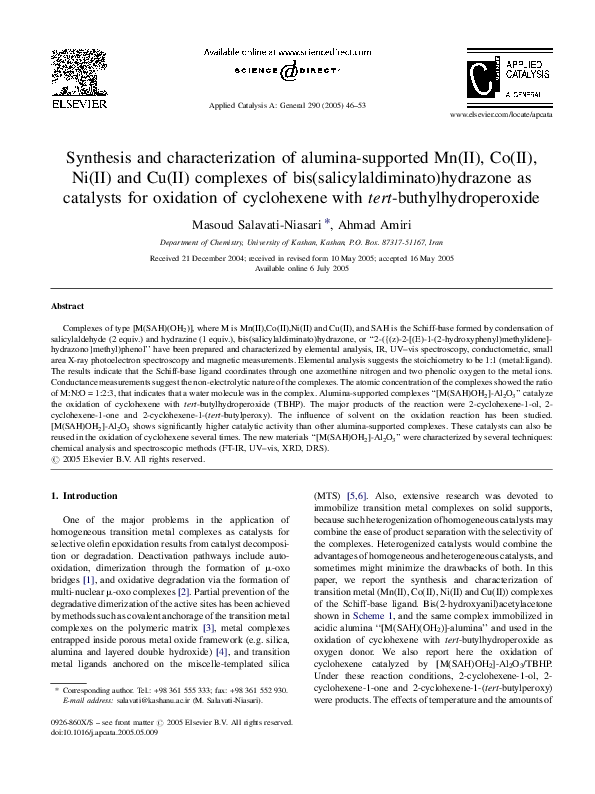 (PDF) Synthesis and characterization of alumina-supported Mn(II), Co(II), Ni(II) and Cu(II ...