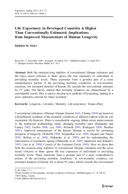 Life Expectancy in Developed Countries May Grow Much Higher Than ...