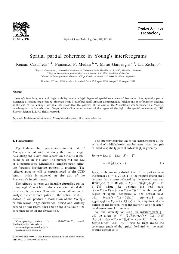 (PDF) Spatial partial coherence in Young's interferograms