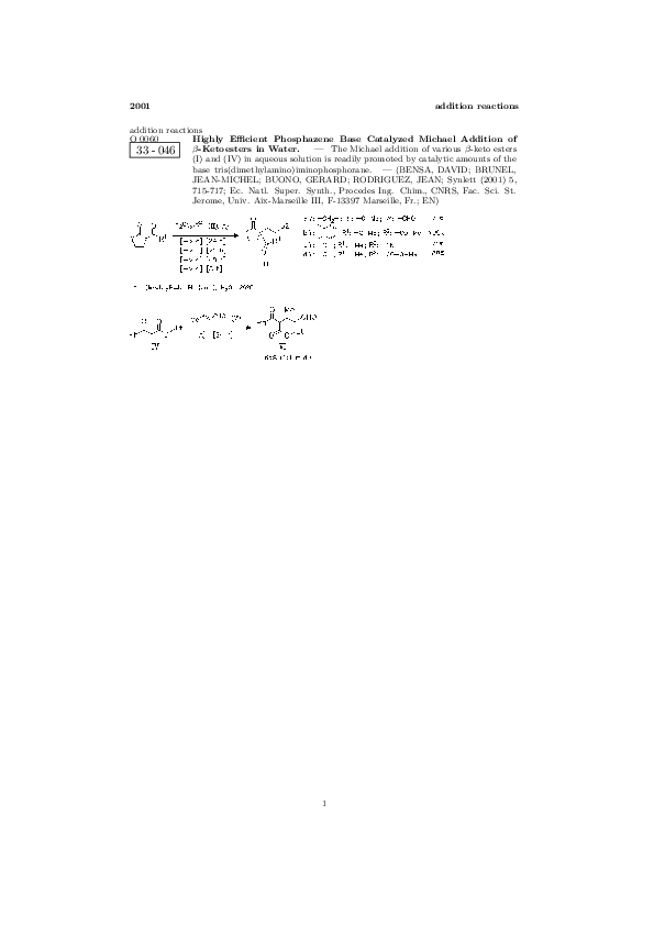 (PDF) ChemInform Abstract: Highly Efficient Phosphazene Base Catalyzed ... (PDF) ChemInform Abstract: Highly Efficient Phosphazene Base Catalyzed ...