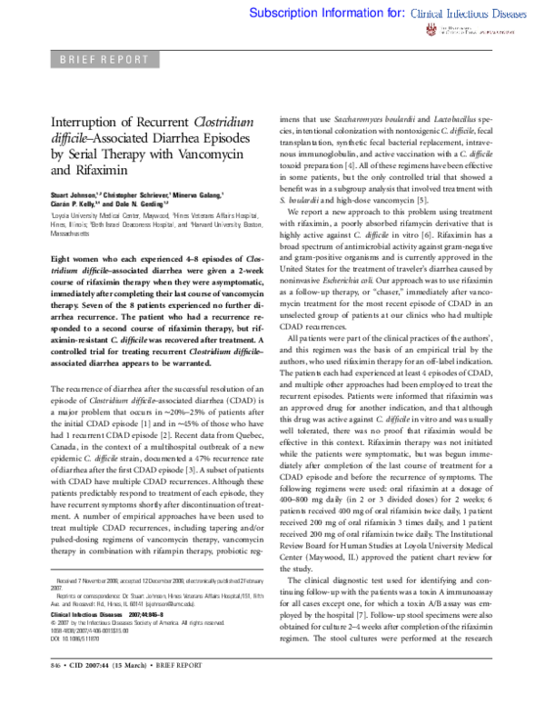 (PDF) Interruption of Recurrent Clostridium difficile-Associated ...