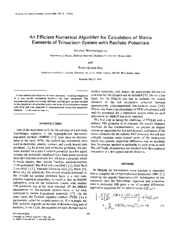 (PDF) An Efficient Numerical Algorithm for Calculation of Matrix Elements of Trinucleon System ...
