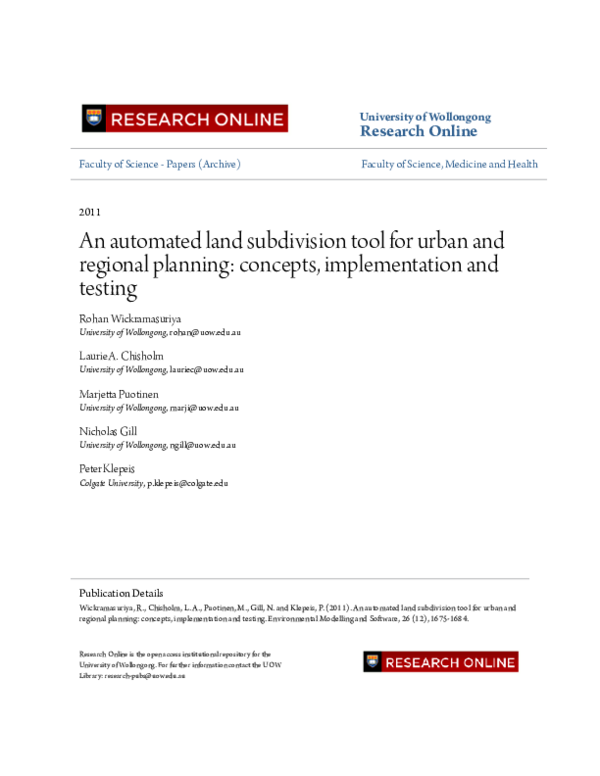 (PDF) An automated land subdivision tool for urban and regional planning: Concepts ...
