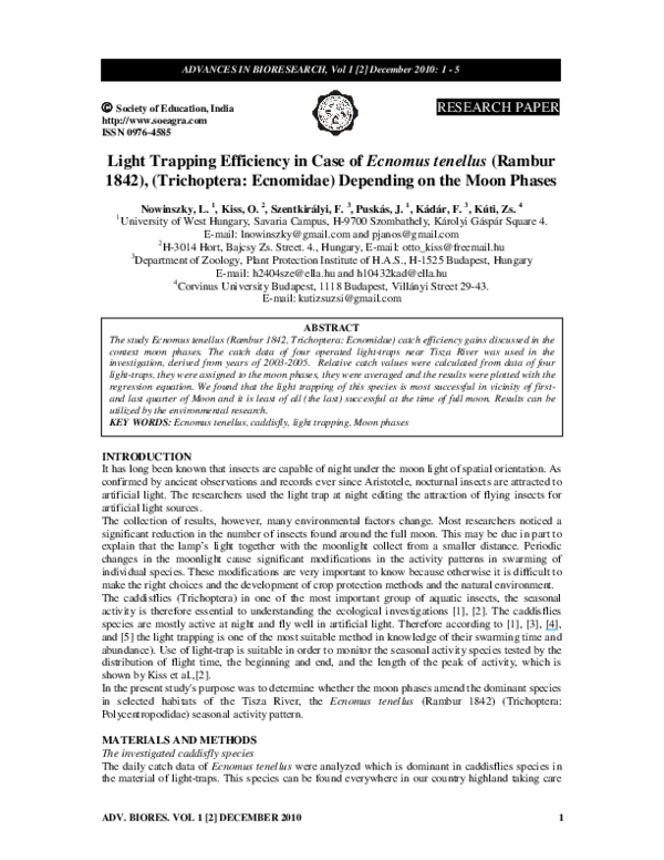 (PDF) Light Trapping Efficiency in Case of Ecnomus tenellus (Rambur ...