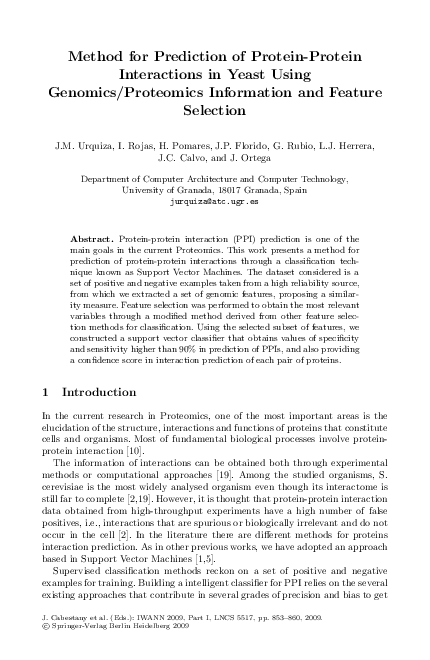 (PDF) Method for prediction of protein–protein interactions in yeast using genomics/proteomics ...