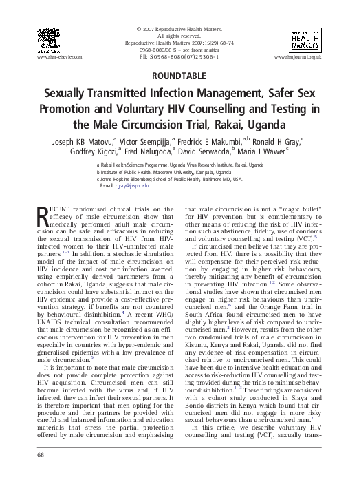(PDF) Roundtable: Sexually Transmitted Infection Management, Safer Sex ...