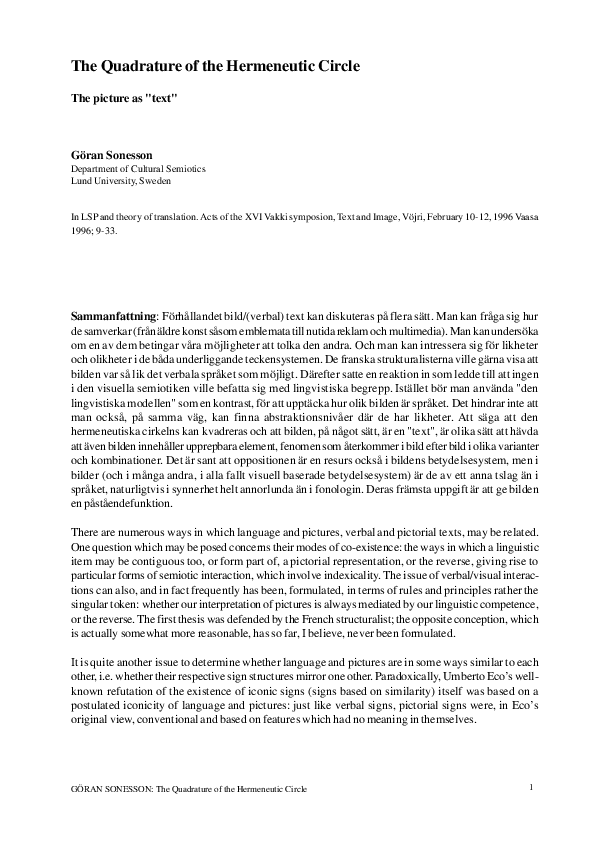 (PDF) The Quadrature of the Hermeneutic Circle The picture as "text"
