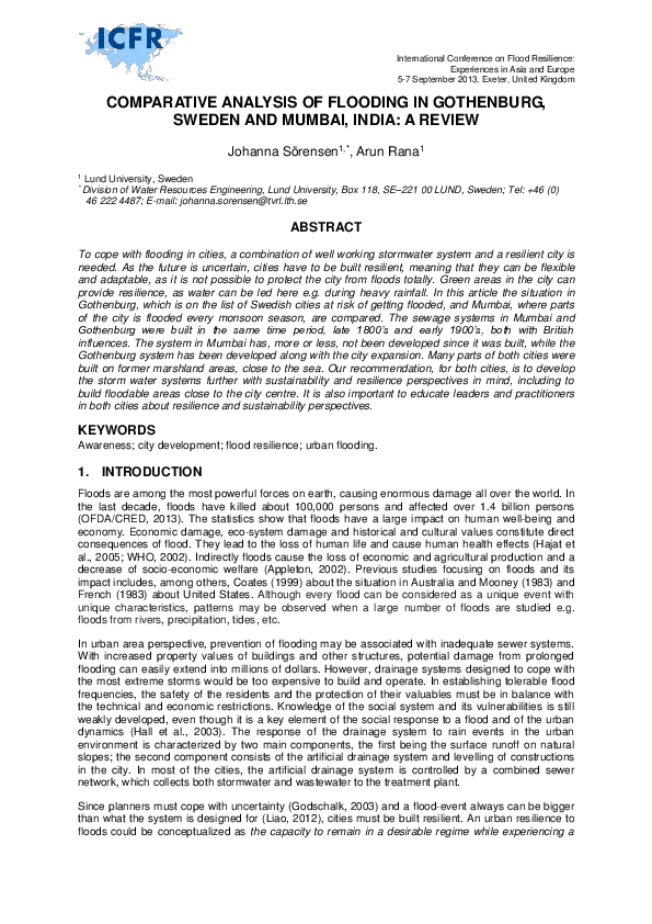 Comparative Analysis of Flooding in Gothenburg, Sweden and Mumbai ...