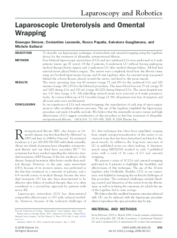 (PDF) Laparoscopic Ureterolysis and Omental Wrapping