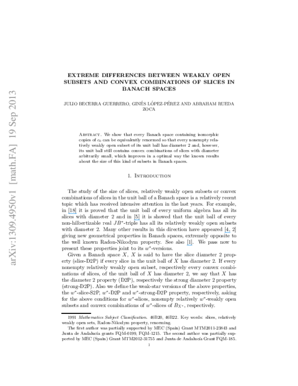 (PDF) Extreme differences between weakly open subsets and convex combinations of slices in ...