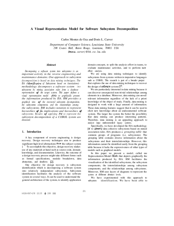 (PDF) A Visual Representation Model for Software Subsystem Decomposition