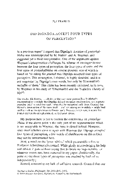 (PDF) Did Dignaga accept four types of perception?