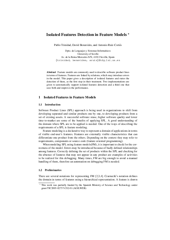 (PDF) Isolated Features Detection in Feature Models