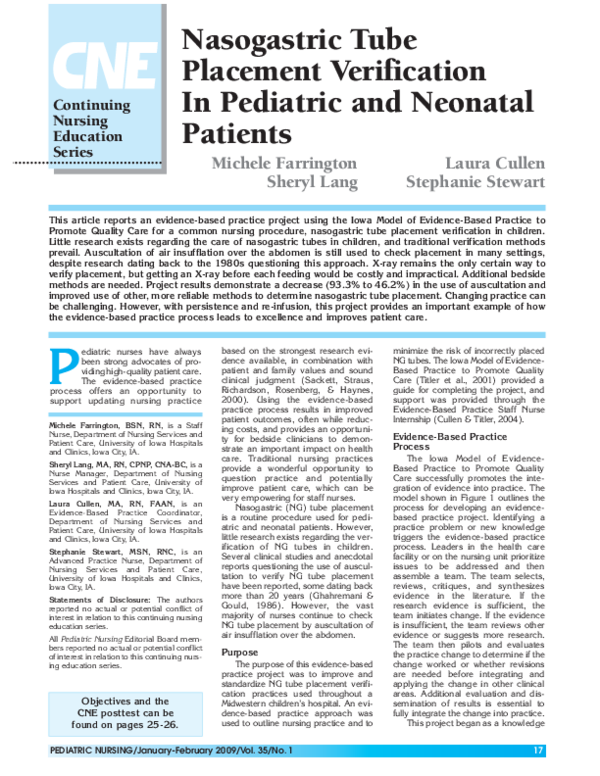 (PDF) Nasogastric tube placement verification in pediatric and neonatal ...