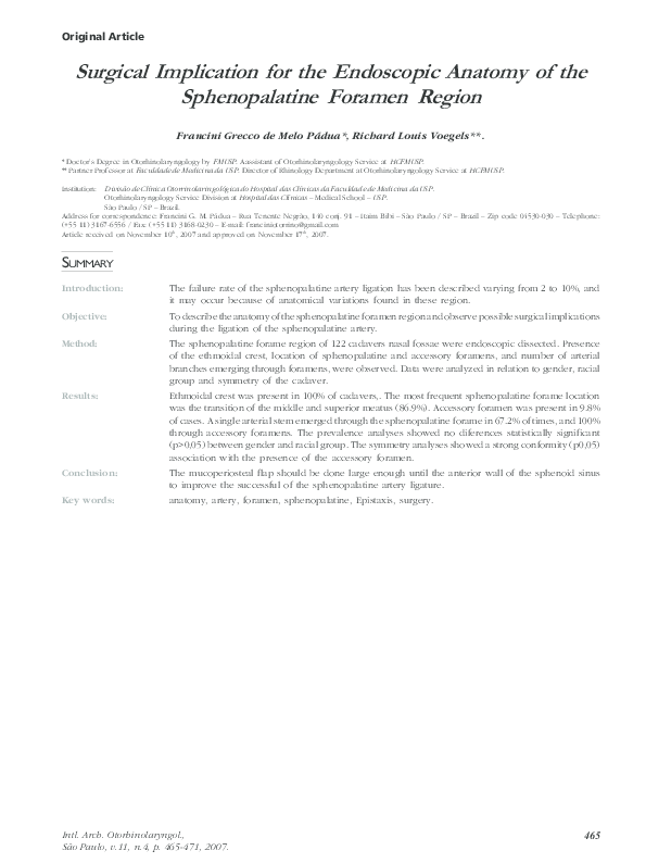 (PDF) Surgical Implication for the Endoscopic Anatomy of the ...