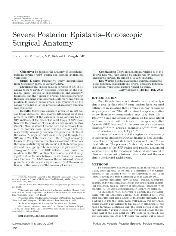 (PDF) Severe Posterior Epistaxis-Endoscopic Surgical Anatomy