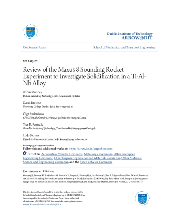 (PDF) Review of the Maxus 8 Sounding Rocket Experiment to Investigate ...
