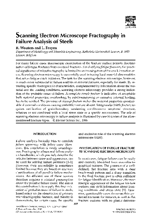 (PDF) Scanning electron microscope fractography in failure analysis of ...