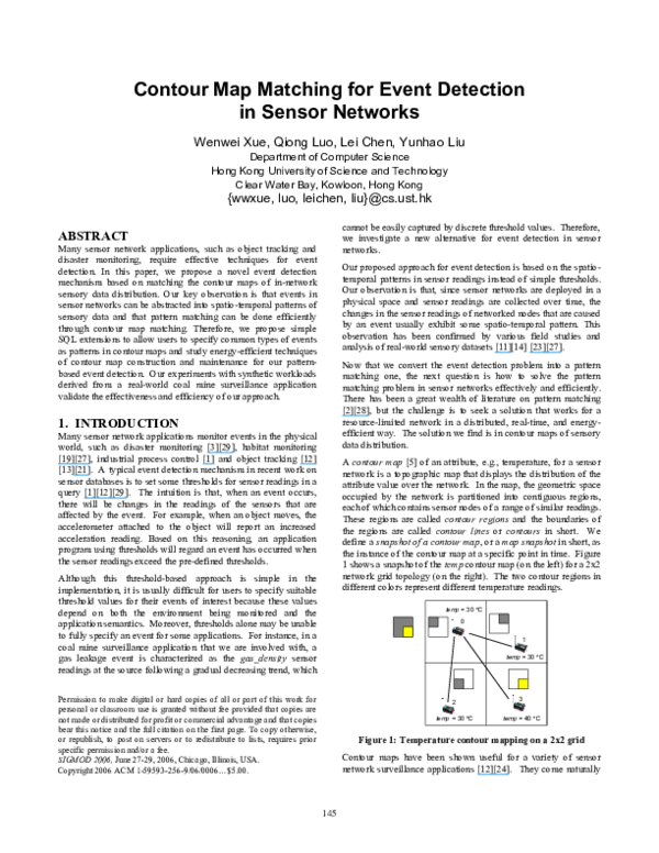 Pdf Contour Map Matching For Event Detection In Sensor Networks