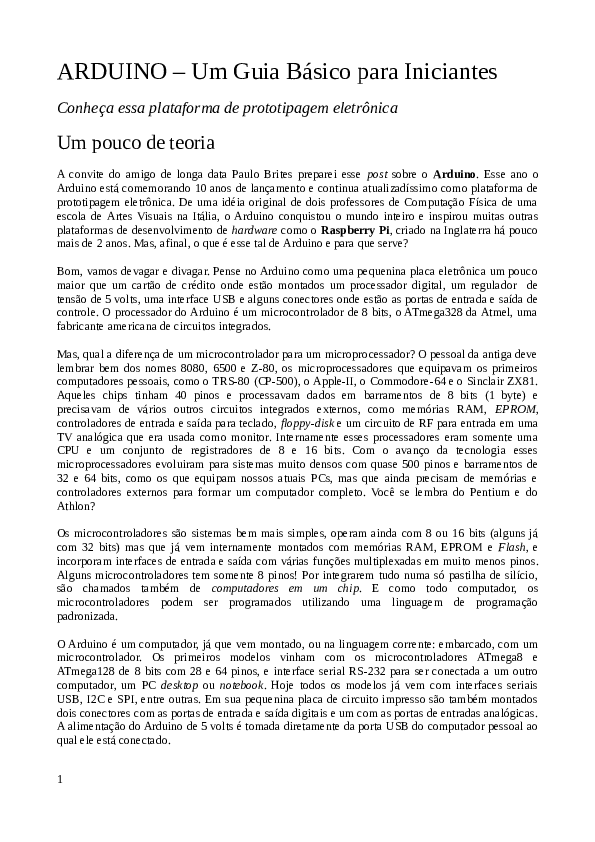 (PDF) ARDUINO – Um Guia Básico para Iniciantes