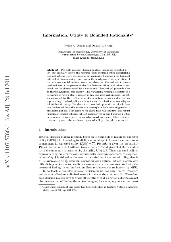 (PDF) Information, Utility and Bounded Rationality