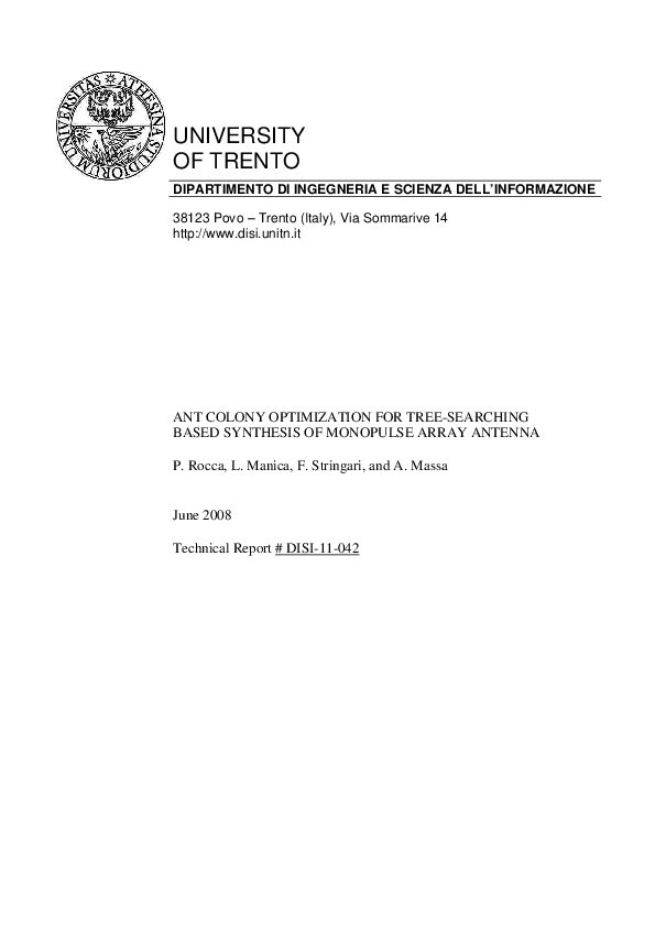 Pdf Ant Colony Optimisation For Tree Searching Based Synthesis Of Monopulse Array Antenna