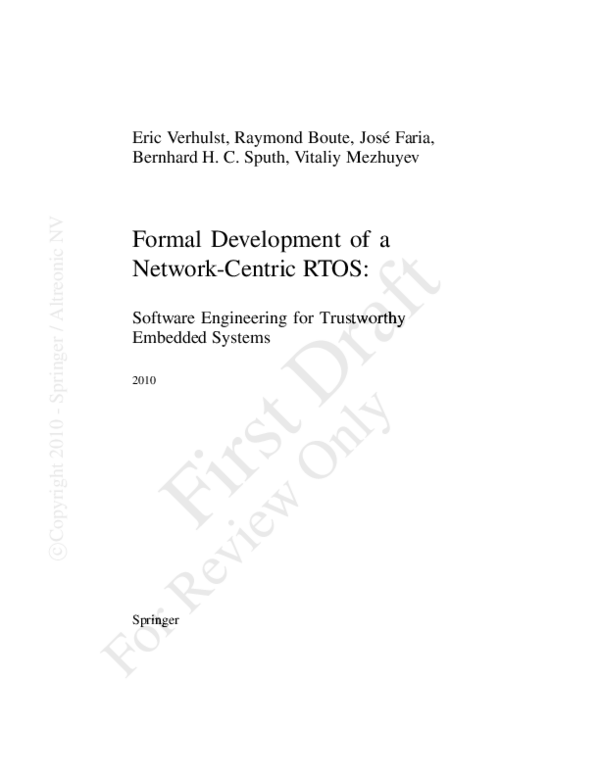 (PDF) Formal Development of a Network-Centric RTOS