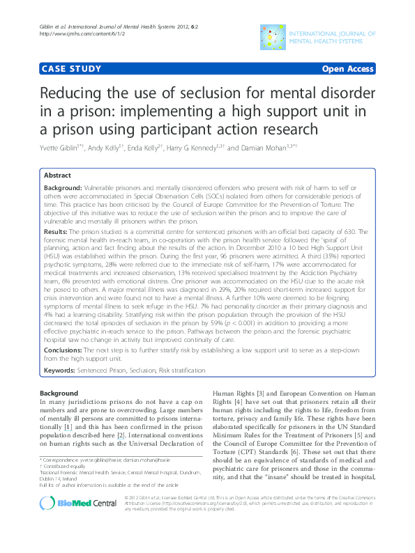 (PDF) Reducing the use of seclusion for mental disorder in a prison ...