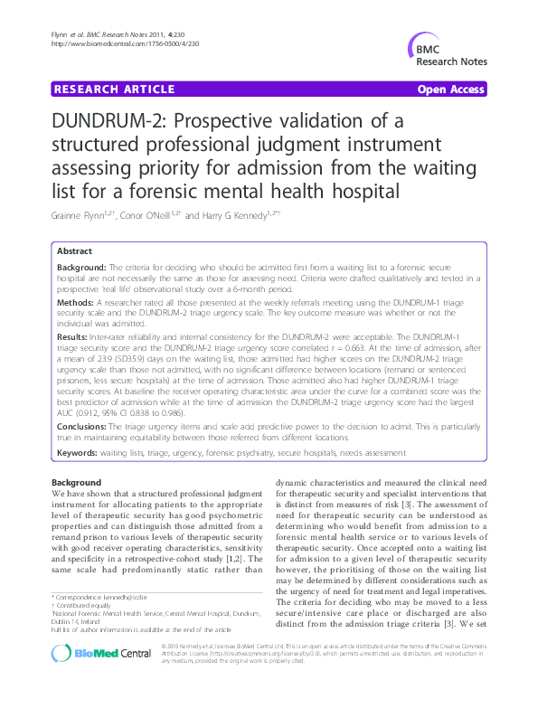 (PDF) DUNDRUM-2: Prospective validation of a structured professional ...