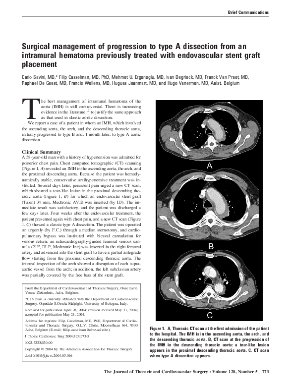 (PDF) Surgical management of progression to type A dissection from an ...