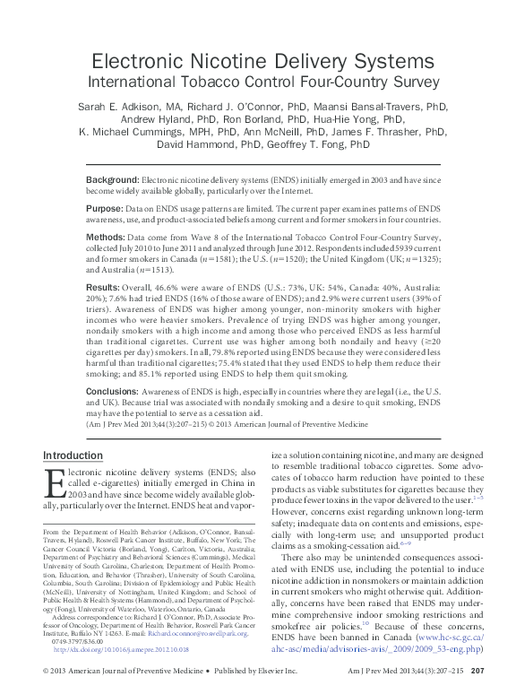 (PDF) Electronic Nicotine Delivery Systems