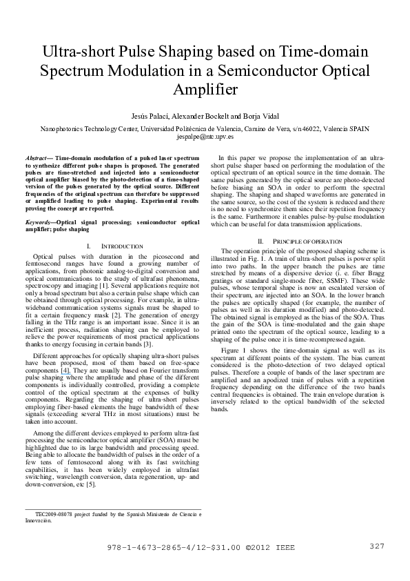 (PDF) Ultra-short pulse shaping based on time-domain spectrum ...