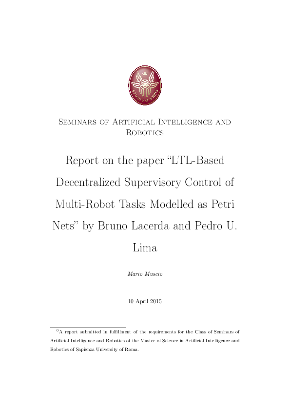 (PDF) A case study: “LTL-Based Decentralized Supervisory Control of Multi-Robot Tasks Modelled ...