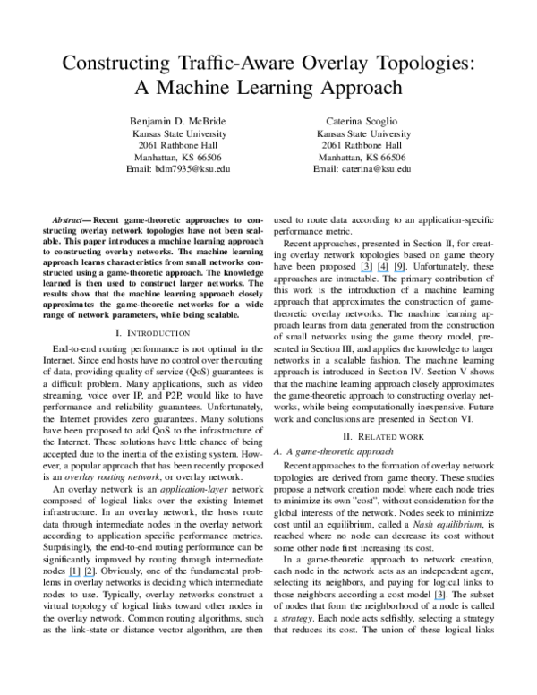 (PDF) Constructing Traffic-Aware Overlay Topologies: A Machine Learning Approach