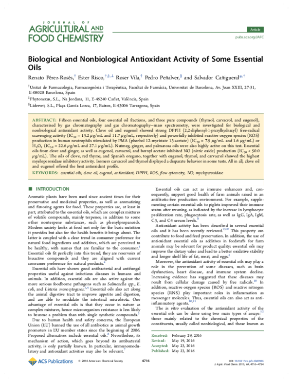 Pdf Biological And Nonbiological Antioxidant Activity Of Some