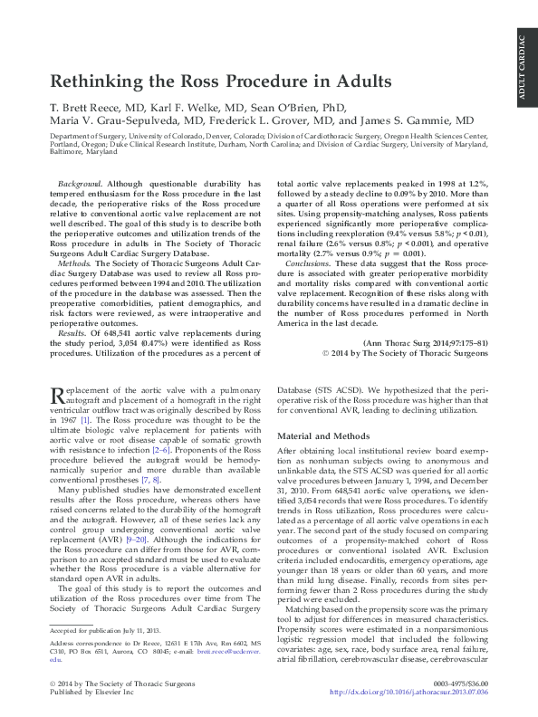 (PDF) Rethinking the Ross Procedure in Adults