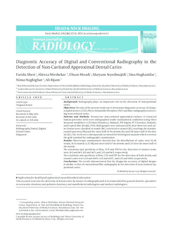 (PDF) Diagnostic Accuracy of Digital and Conventional Radiography in ...