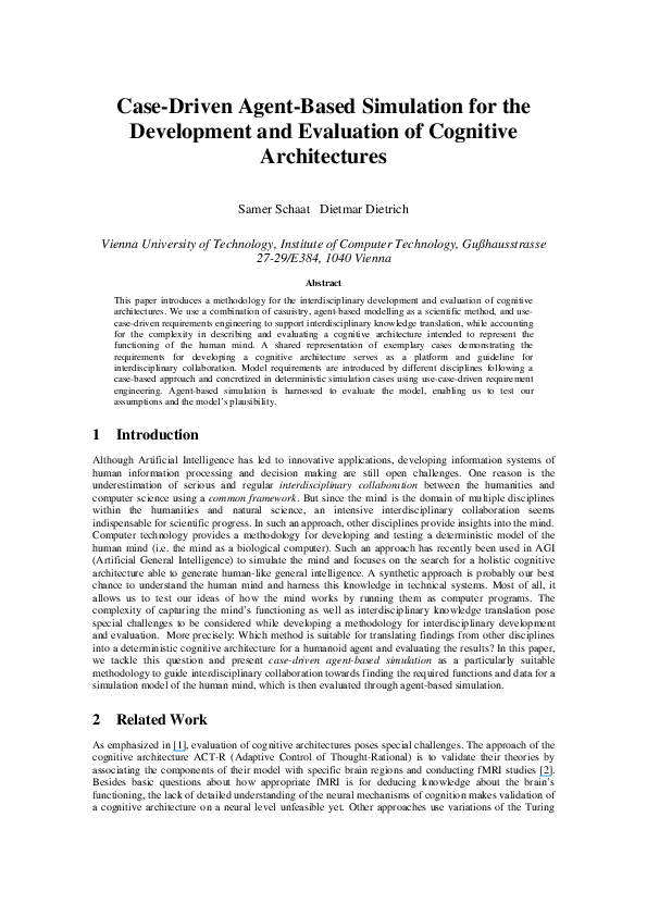 (PDF) Case-driven Agent-based Simulation for the Development and Evaluation of Cognitive ...