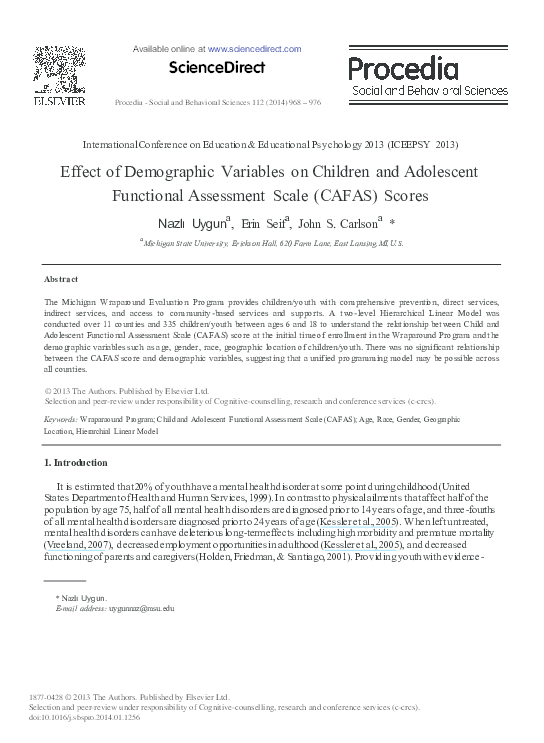 (PDF) Effect of Demographic Variables on Children and Adolescent ...