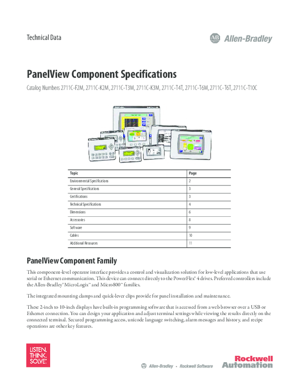(PDF) PanelView Component Specifications PanelView Component Family