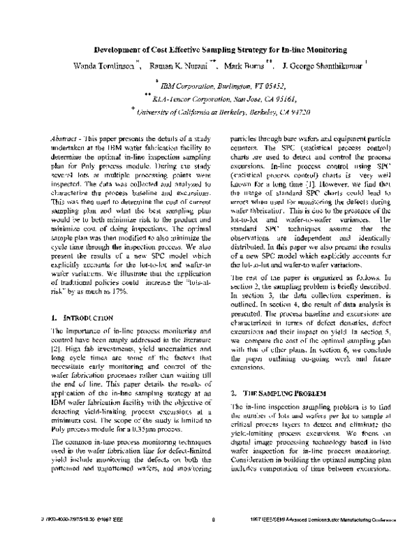 Pdf Development Of Cost Effective Sampling Strategy For In Line Monitoring