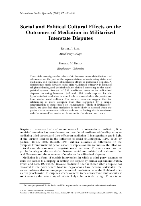 (PDF) Social and Political Cultural Effects on the Outcomes of ...