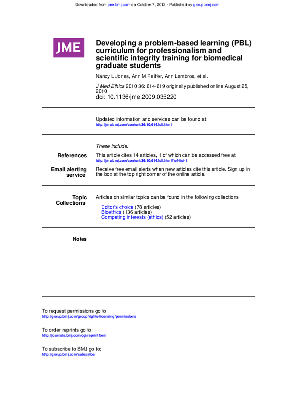 (PDF) Developing a problem-based learning (PBL) curriculum for ...