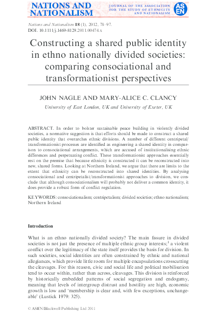 (PDF) Constructing a shared public identity in ethno nationally divided ...