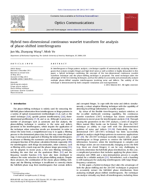 Pdf Hybrid Two Dimensional Continuous Wavelet Transform For Analysis