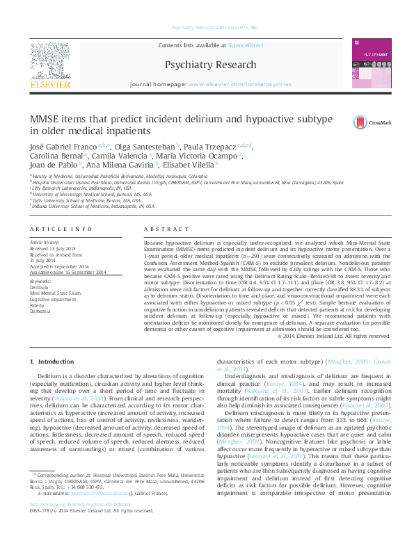 (PDF) MMSE items that predict incident delirium and hypoactive subtype ...
